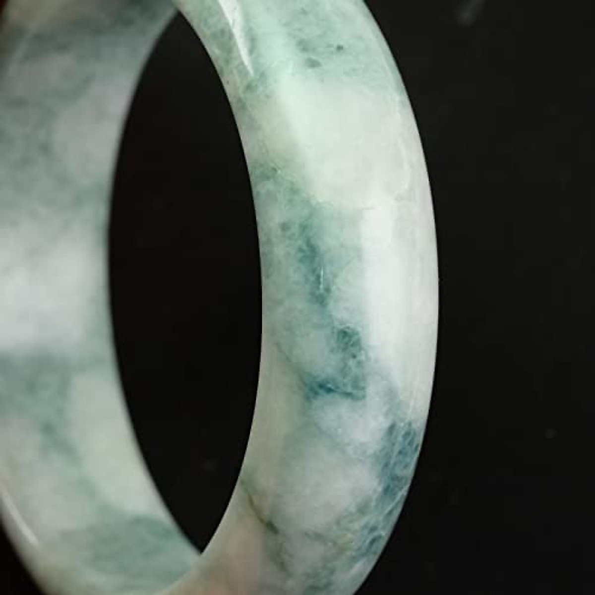 59mm Certified Bluish Green Burma Jadeite Jade Bangle Bracelet