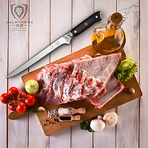 DALSTRONG Boning Knife - 8 inch - Shogun Series ELITE - Damascus AUS-10V Japanese Super Steel - Fillet Knife Gift - Meat Cutting, Carving, Bone, Trimming, Deboning - Black G10 Handle - Sheath Included