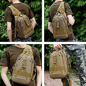 BraveHawk OUTDOORS Tactical Fishing Tackle Sling Backpack, 800D Military Nylon Oxford Multipurpose Shoulder Pack