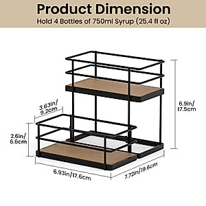 THYGIFTREE Coffee Syrup Rack Organizer 4 Bottles Syrup Holder Stand for Coffee Bar 2-Tier Syrup Storage Shelves for Dressing for Kitchen Coffee Station