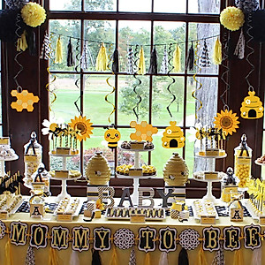 20PCS Bumble Bee Hanging Swirl Decorations, Bee Party Hanging Swirls Foil Ceiling Streamers Honey Bee Themed Party Supplies for Kids Birthday Baby Shower Gender Reveal Bee Day Party Decoration