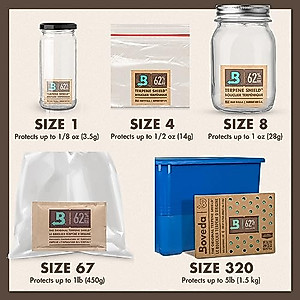 Boveda 62% Two-Way Humidity Control Packs For Storing 1 lb – Size 67 – 12 Pack – Moisture Absorbers for Storage Containers – Humidifier Packs – Individually Wrapped Hydration Packets