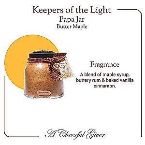 A Cheerful Giver - Butter Maple - 34oz Papa Scented Candle Jar with Lid - Keepers of the Light - 155 Hours of Burn Time, Gift for Women, Brown