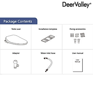 DeerValley Elongated Manual Bidet Toilet Seat with Self Cleaning Dual Nozzles, Rear & Feminine Cleaning, Non-Electric Bidets for Existing Toilets, White, No Wiring & Easy Installation