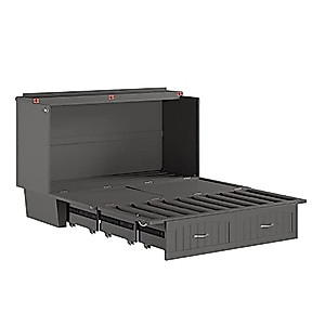 AFI Nantucket Murphy Bed Chest Queen Grey with Charging Station & Cool Soft Mattress