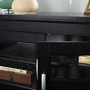 Walker Edison 2 Door Cabinet Corner Wood TV Stand for TV's up to 48" Living Room Storage Flat Screen Living Room Storage Entertainment Center, 44 Inch, Black