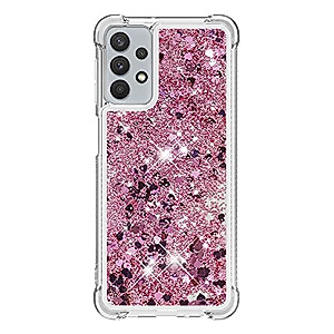 Phone Case Cover Glitter Case Compatible with Samsung Galaxy A32 5G Case Compatible with Women Girls Girly Sparkle Liquid Luxury Floating Quicksand Transparent Soft TPU Phone Case Bags Sleeves (Color