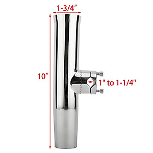 YaeMarine 4Pcs Boat Fishing Rod Holder Stainless Tournament Style Clamp on Fishing Rod Holder for Rails 1" to 1-1/4" Rail Mount Rod Holder