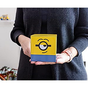 Despicable Me Minions 4-Inch Tin Storage Box Cube Organizer with Lid | Basket Container, Cubby Cube Closet Organizer, Home Decor Playroom Accessories | Cute Gifts And Collectibles