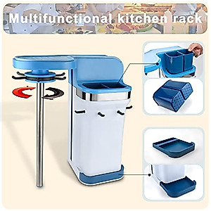 FIVETAS Kitchen Utensils Set with Holder, Nylon Cooking Utensils Set,6Pieces Stainless Steel Knives Set for Kitchen,Vegetable Peeler Knife,Cheese Grater,Cleaning Brush and 2 Plastic Cutting Boards.