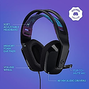 Logitech G335 Wired Gaming Headset, with Flip to Mute Microphone, 3.5mm Audio Jack, Memory Foam Earpads, Lightweight, Compatible with PC, PlayStation, Xbox, Nintendo Switch – Black
