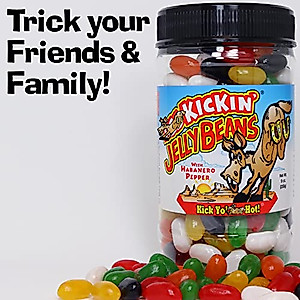ASS KICKIN’ Hot and Spicy Jellybeans with Habanero Pepper - 9 Oz Resealable Jar - Great for Easter Candy or a Spicy Food Challenge - Try the Gourmet Spicy Jelly Beans Candy