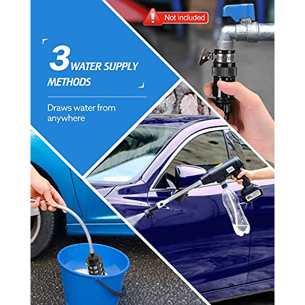 Aihand Cordless Pressure Washer, 652PSI Portable Power Cleaner with Rechargeable 4.0Ah Battery 6-in-1 Nozzle, Handheld High-Pressure Car Washer Gun for Home/Floor Cleaning & Watering, Charger Included