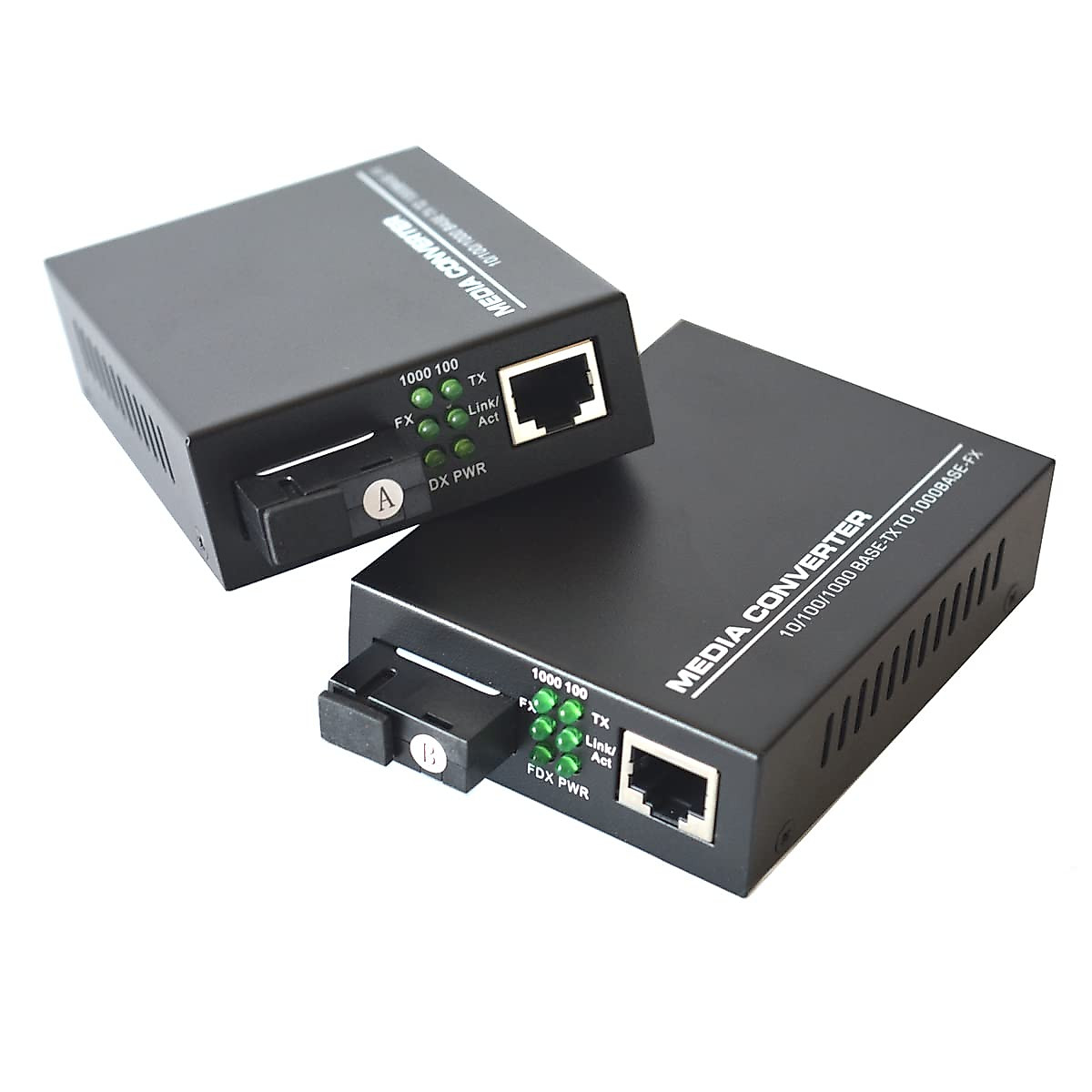 Primeda Gigabit Ethernet Fiber Media Converters, A Pair of 10/100/1000M RJ45 to 1000M Bi-Directional Single-Mode SC Fiber, up to 20Km(12.4mi)