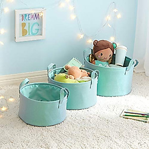 Urban Shop Glitter Storage Bin, Set of 3, Mint