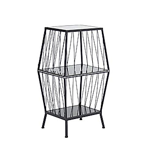 Magazine & Newspaper Baskets Magazine Rack Living Room Floor Type Bedside Cabinet Storage Rack Wrought Iron Storage Rack Bedroom Rack Office Data Rack (Color : Black, Size : 40 * 31 * 73cm)