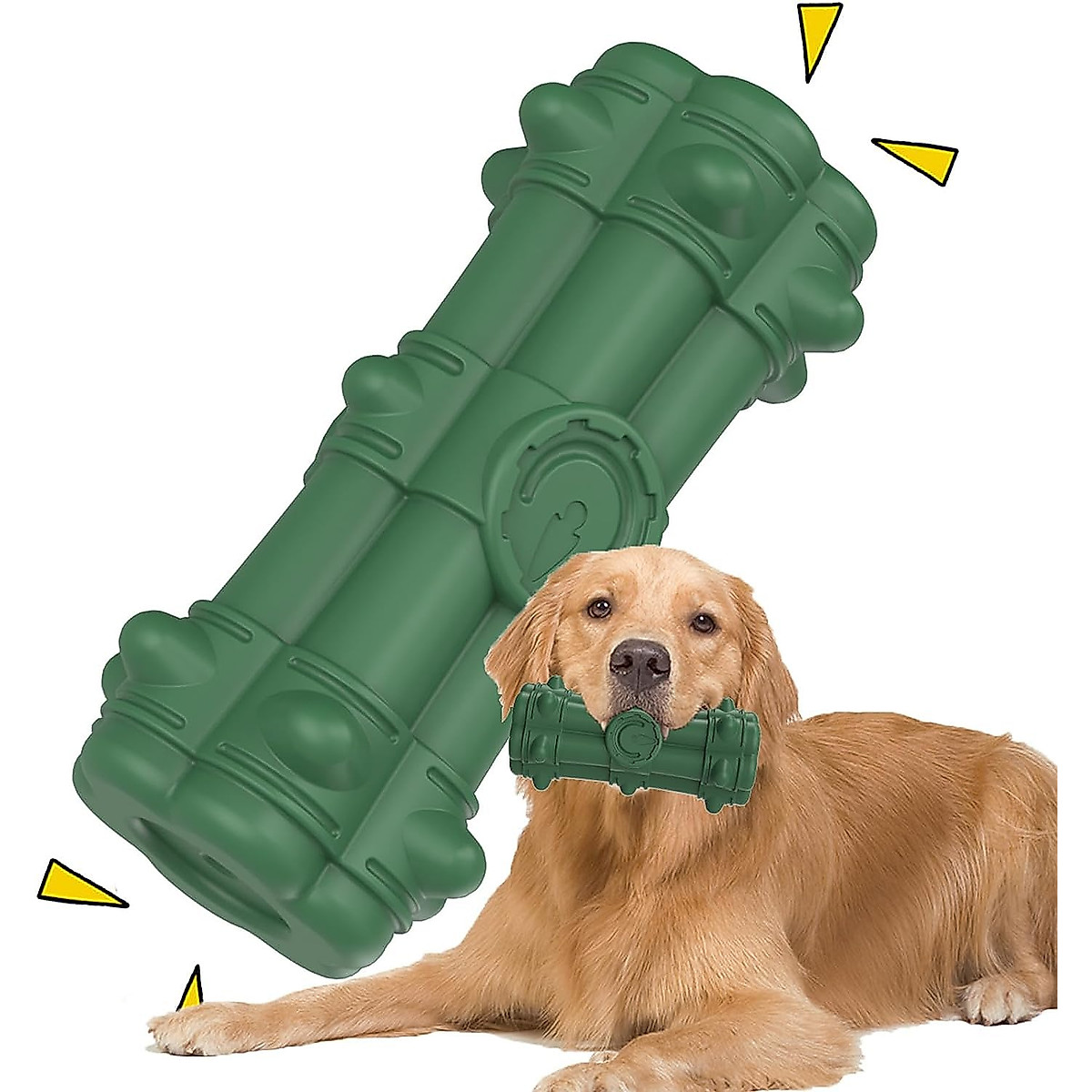 ETIAL Dog Chew Toys for Aggressive Chewers Squeaky Tough and Durable Dog Toys Natural Rubber Teeth Cleaning for Medium Large Dogs