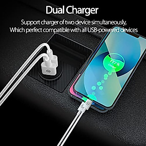 USB Car Charger, 2 Pack Cigarette Lighter USB Charger 4.8A Car Charger Adapter Car Plug Adapter Flush Fit Compatible with iPhone 13/12/11/XR/XS,ipad Air 2/Mini,Samsung Note 9/S10/S9 (2 Pack Black)