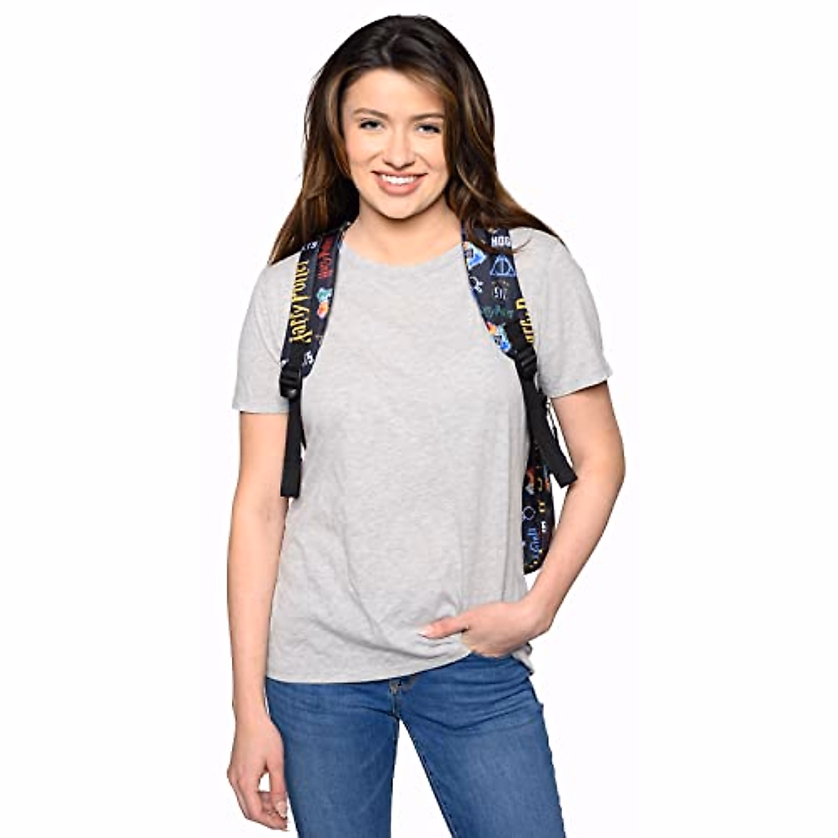 Harry Potter 16" Laptop Backpack Bag Hogwarts Crest All Over Print Cargo