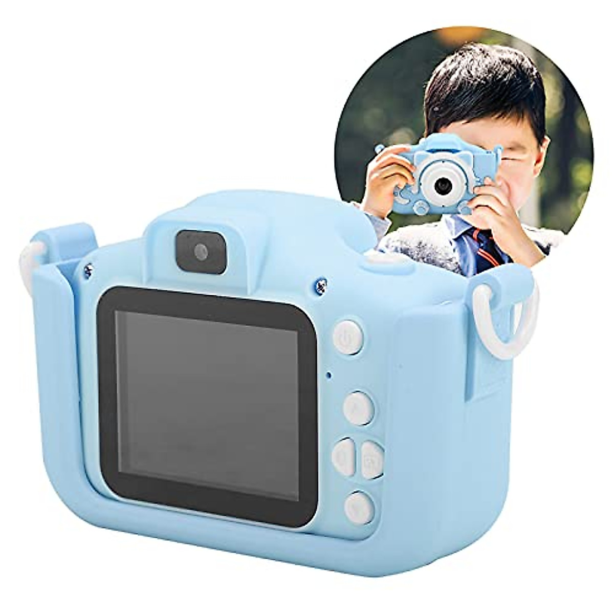 PUSOKEI Kids Camera for Girl, 12MP Digital Video Camera with 2.0in IPS Screen, Kids Digital Camera with Double Camera, Kids Camera for Girls(Blue)