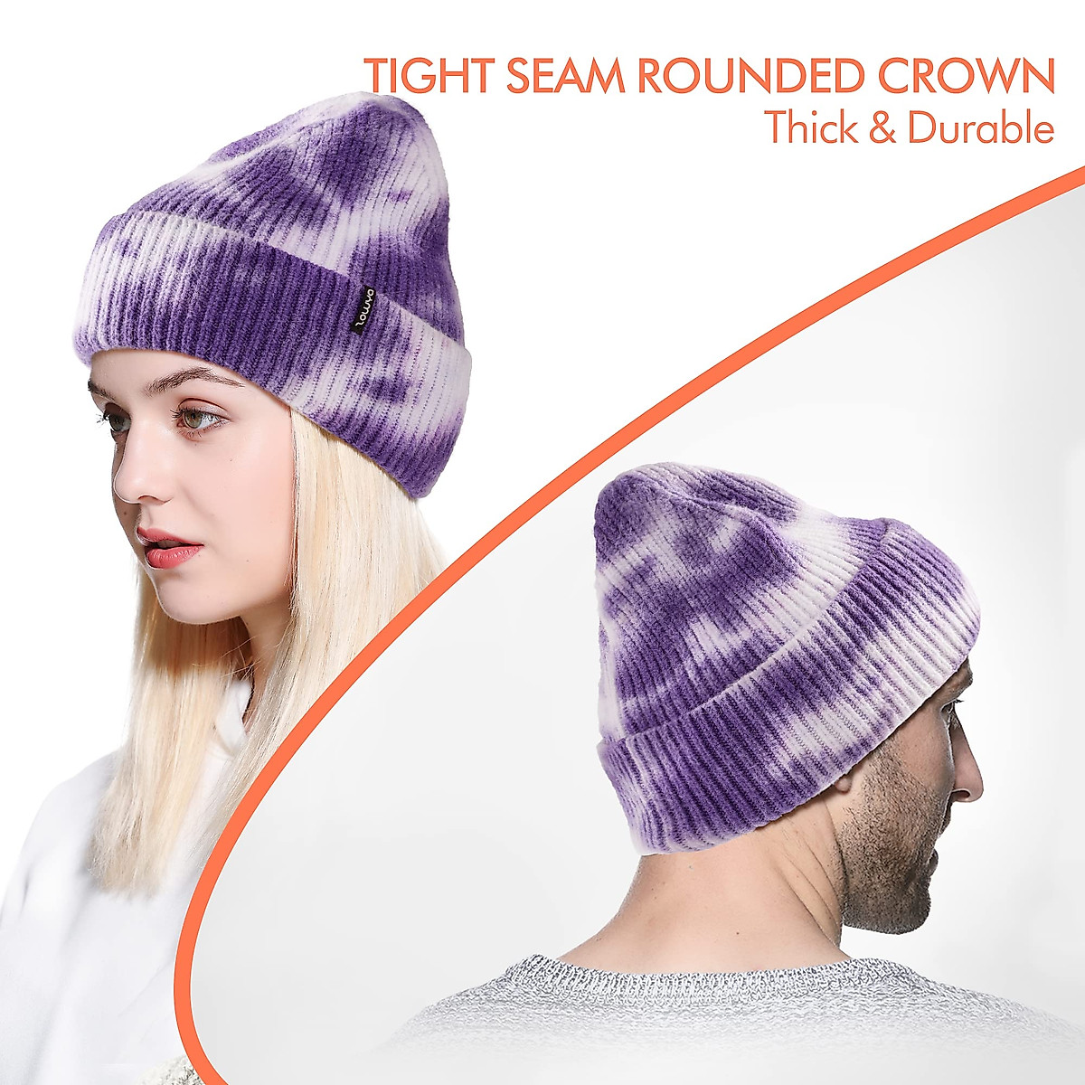 zowya Ultrawarm Winter Beanie for Men & Women Thermal Lining Double-Layer Skully Thick Knit Beanie, 1-Hat (Purple)