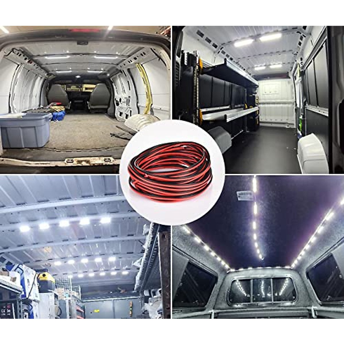 Dobertry RV Light Extension Cable Wire Cord for Led Interior Light Bar Strip Lights, 66ft 22awg Wires for RV Camper Motorhome Travel Trailer Cargo Van Cabinet Ceiling Dome Awning Porch underglow Light