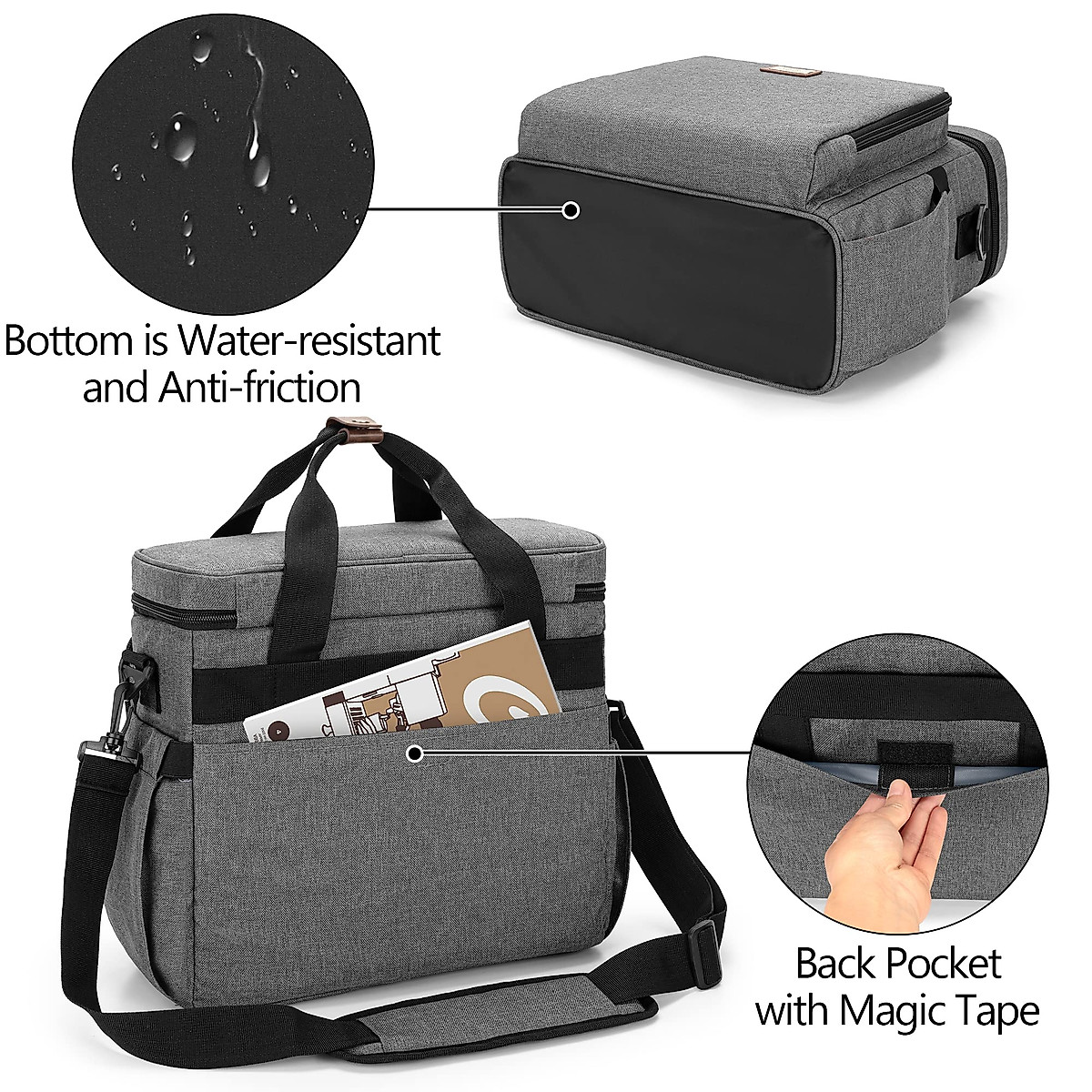 CURMIO Coffee Maker Travel Bag Compatible with Keurig K-Mini or K-Mini Plus, Single Serve Coffee Brewer Carrying Case with Multiple Pockets for K-Cup Pods, Travel Mugs, Gray (Bag Only, Patent Design)