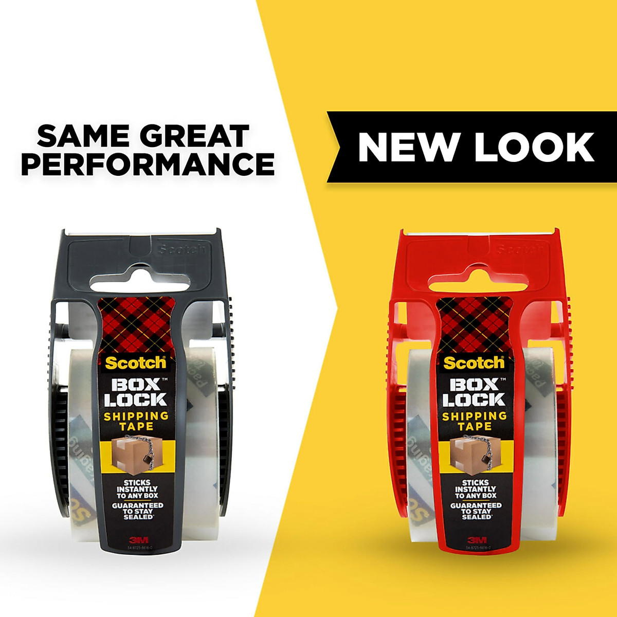 Scotch Box Lock Packaging Tape, 6 Rolls with Dispenser, 1.88 in x 800 in, Extreme Grip Packing, Shipping and Mailing Tape, Sticks Instantly to Any Box