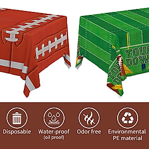 Gatherfun 2-Pack Football Party Decorations – Touchdown Tablecloth Set, 54x108 Disposable Plastic Covers for Game Party, Birthday Party & Football-Themed Favors