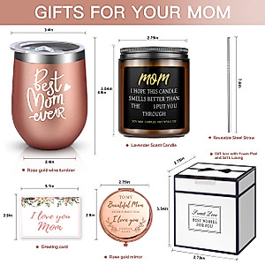 Birthday Gifts for Women Gifts for Mom Grandma Birthday Gifts for Mom from Daughter Son Child Husband Great Thanksgiving Gifts Ideas for Mom Wife Wine Tumbler Gifts Candle Mirror New Mom Presents 14OZ