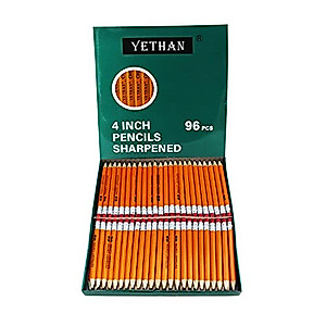 YETHAN Half Pencils with Eraser Tops 96Pcs, Golf, Classroom, Pew - #2 HB, Hexagon, 96/Box.