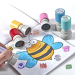 Stamp Joy - 6 Self-Ink Flash Stamp Set, Multicolor Teacher Stamps, Office Stationery Stamps, Pre-Inked (Inspiration Set)