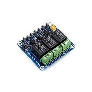 Coolwell Waveshare Raspberry Pi Relay HAT 3-CH Relay Board for Raspberry Pi Raspberry Pi 4B+ 4B 3B+ 3B 2B+ Zero W WH to Control High Voltage/high Current Devices