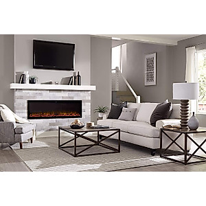 Touchstone Sideline Elite Smart 50” WiFi-Enabled Electric Fireplace - in-Wall Recessed - 60 Color Combinations - 1500/750 Watt Heater (68-88°F Thermostat) - Black - Log, Crystals & Driftwood - 80036