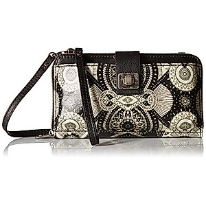 Sakroots Large Coated Canvas Smartphone Crossbody Bag, Black/White Wanderlust