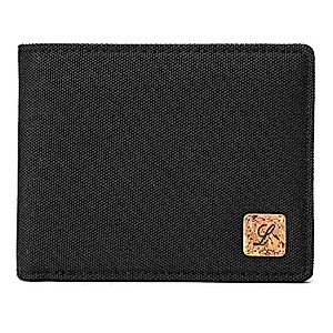 Lanyani Mens Minimalist Slim Fabric Wallet Bifold RFID Blocking Thin Small Front Pocket Wallet Boys (Black)