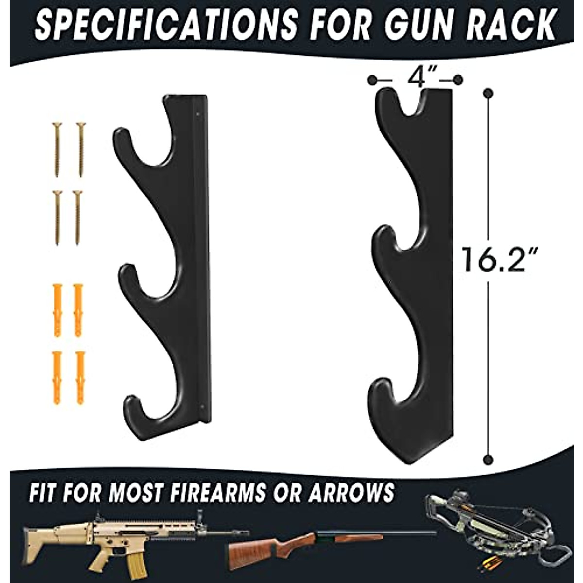 WIPHANY Gun Metal Rack Storage Shotgun Hooks Shotgun Hangers Any Shotguns Archery Bow with Soft Padding and Heavy Duty Steel Black (Updated Gun Rack)