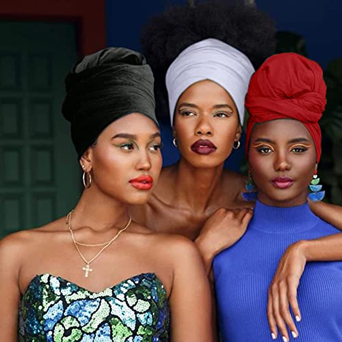 Huachi Black Head Wraps for Women Turban Hair Scarf African Extra Long Stretch Jersey Summer Breathable Lightweight Head Band Tie Dreadlocks Accessories (White)