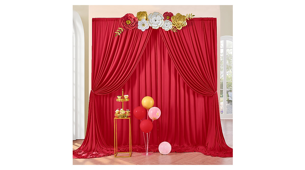 10ft Wrinkle Free Red Backdrop Curtains for Events
