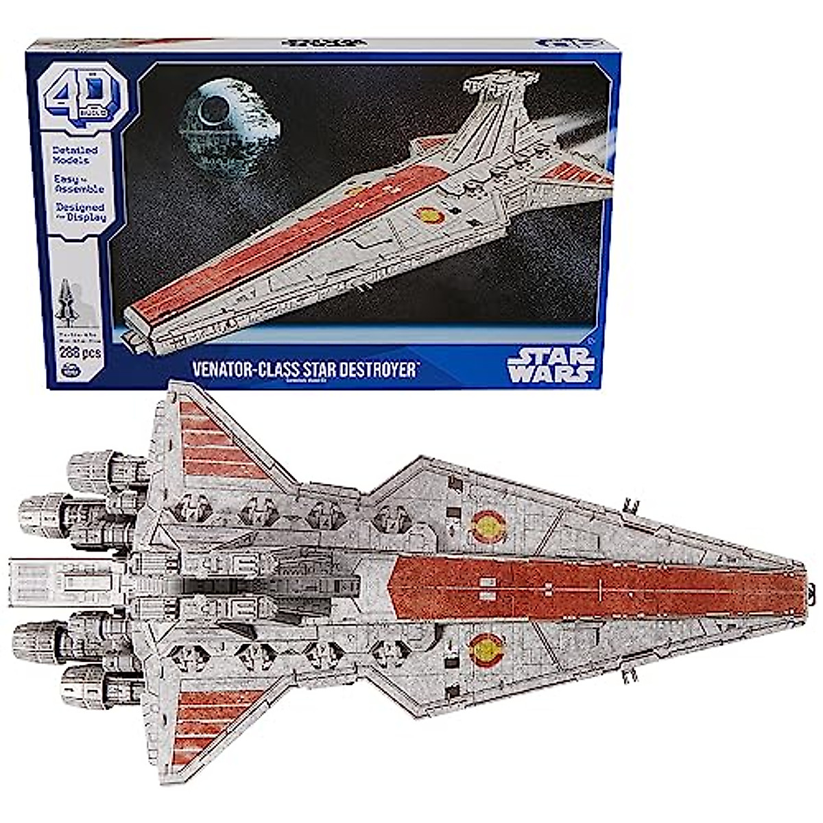4D Puzzles, Star Wars Deluxe Venator-Class Star Destroyer 3D Model Kit Over 2ft. Wide 288 Pcs | Star Wars Toys | Paper Model Kits for Adults & Teens 12+