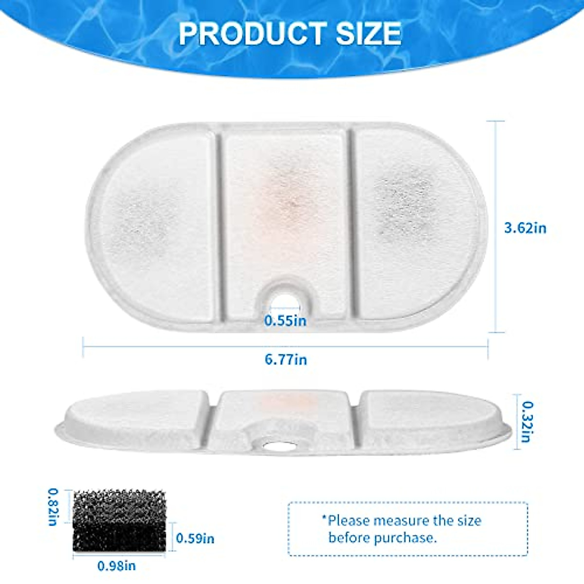 32 Packs Cat Water Fountain Filters, 16 Pack Cat Fountain Filter Replacement and 16 Pack Sponge Filter for 71oz/2.1L PLWF002 Capsule Cat Water Fountain