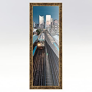 19x38 Frame Black & Gold Solid Wood Picture Frame Width 1.5 Inches | Interior Frame Depth 0.5 Inches | Sonoma Gold Distressed Photo Frame Complete with UV Acrylic, Foam Board Backing & Hanging