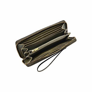 Fossil Women's Logan Leather Wallet RFID Blocking Zip Around Clutch with Wristlet Strap, Wine (Model: SL6533186)