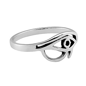AeraVida Ancient Egyptian Inspired Eye of Ra Protective Symbol in .925 Sterling Silver Unisex Ring Sizes 8-10 for Casual Everyday Wear with a Trendy Heiroglyph & Pharaoh Vibe