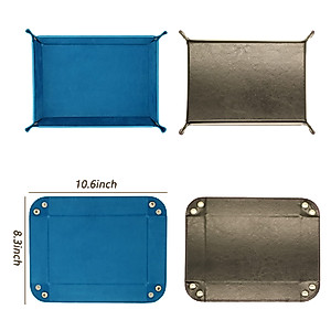 Socospace Valet Tray-leather and velvet,EDC Tray,Catchall Tray for Jewelry,Wallets,Watches,Key,Phones,Glasses, Perfect for Nightstand,Entryway Table,Desk,Key Tray,Home Decor（Blue）