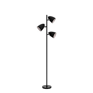 addlon Tree Floor Lamp with 3 Adjustable Rotating Lights and Matching LED Bulbs, Standing Tall Pole Lamps for Living Room, Bedroom, Home, Office - UL Listed, Black