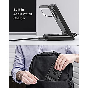 Wireless Charging Station,3 in 1 Wireless Charging Stand Made for Apple Watch Ultra 8 7 6 SE 5 4 3,Fast Wireless Charger Made for iPhone 14/14 Plus/14 Pro Max/13/12/11/X/8,AirPods Pro 2(with Adapter)