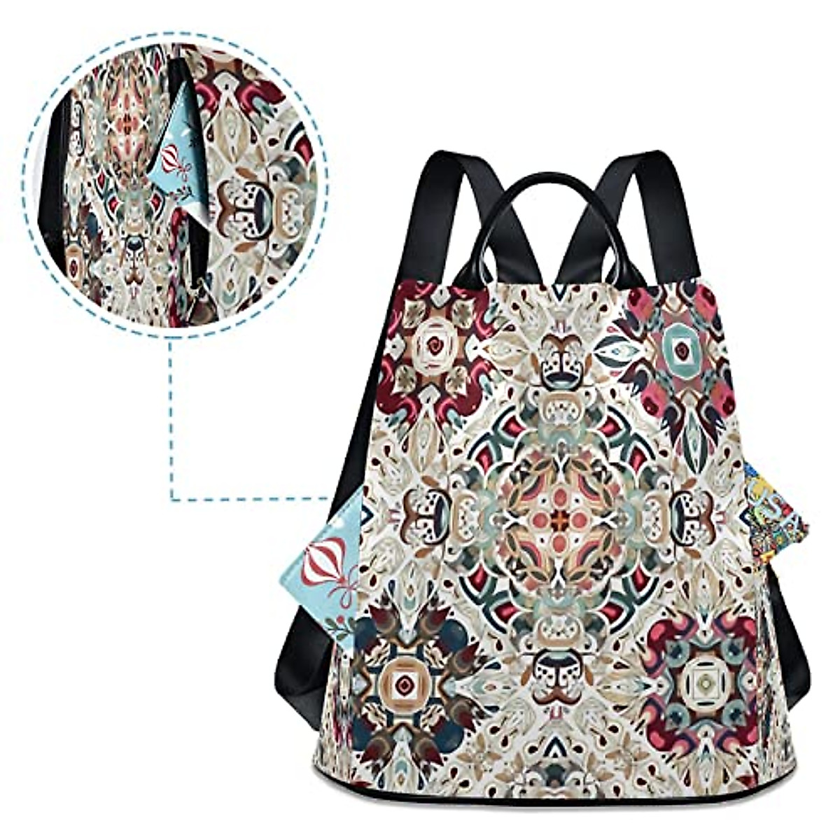 Mcyhzjd Backpack Purse, Mandala Boho Chic Anti-theft Casual College School Ladies Fashion Shoulder Bag