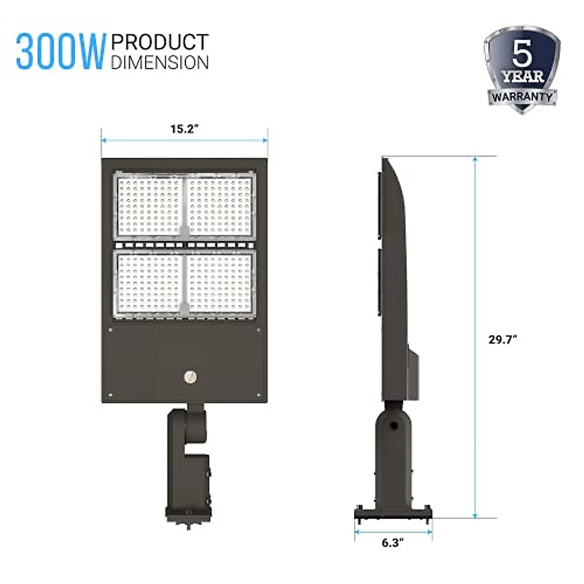 LEDMyplace 300W LED Pole Light 5700K Universal Mount Bronze AC120-277V LED Parking Lot Lights - Commercial Area Street Security Lights
