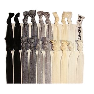 Hair Ties Ponytail Holders - 20 Pack - Black Ombre No Crease Ouchless Elastic Styling Accessories Pony Tail Holder Ribbon Bands - By Kenz Laurenz